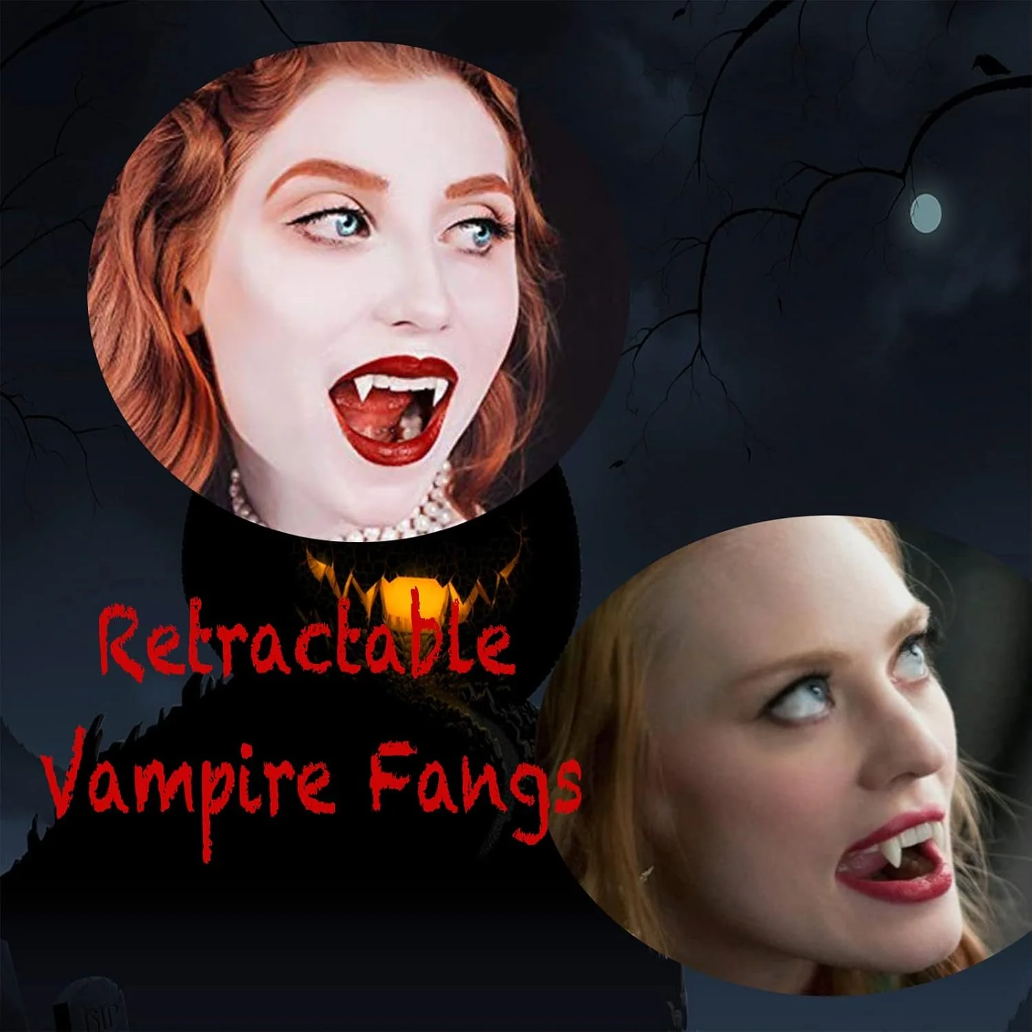 Glue On Fangs Nihexo Retractable Vampire Fangs Realistic, Dentures ...