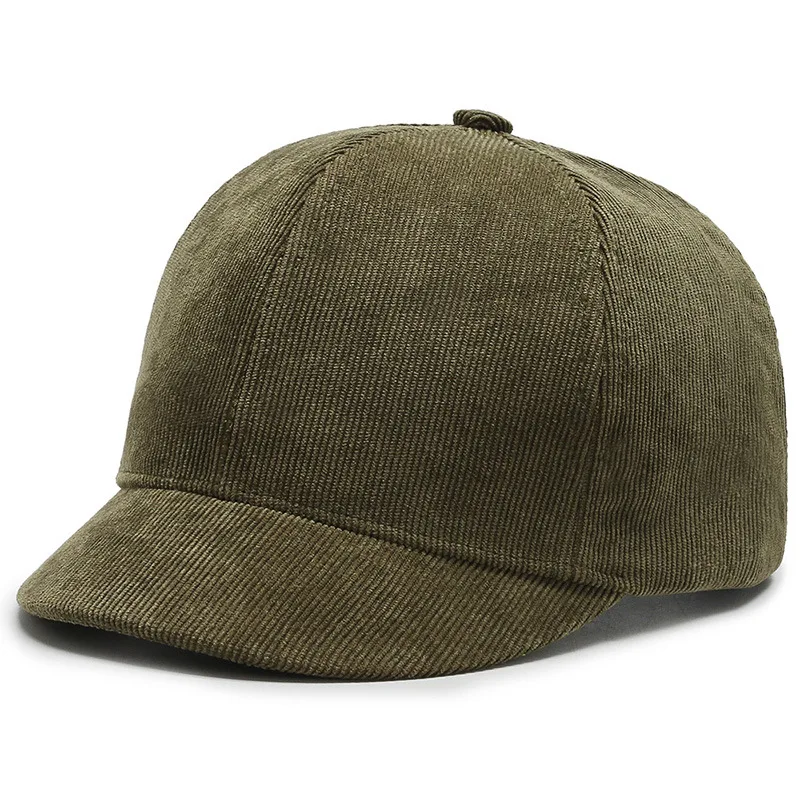 Mens-Short-Brim-Baseball-Cap-Casual-Retro-Corduroy-Warm-Snapback-Caps ...