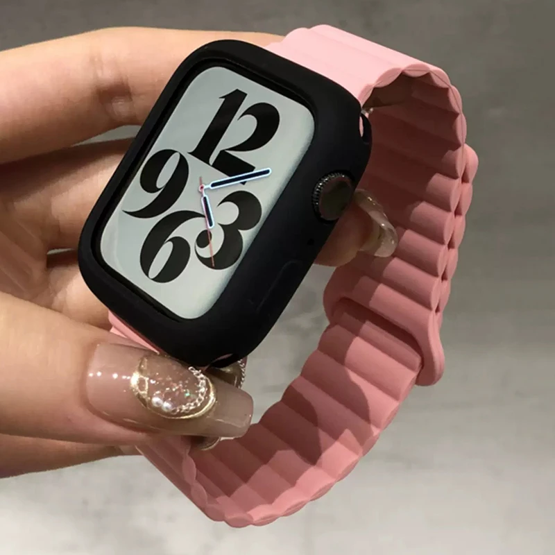 Korean-Cute-Wave-Soft-Silicone-Strap-For-Apple-Watch-49-45MM-44-42MM-41 ...
