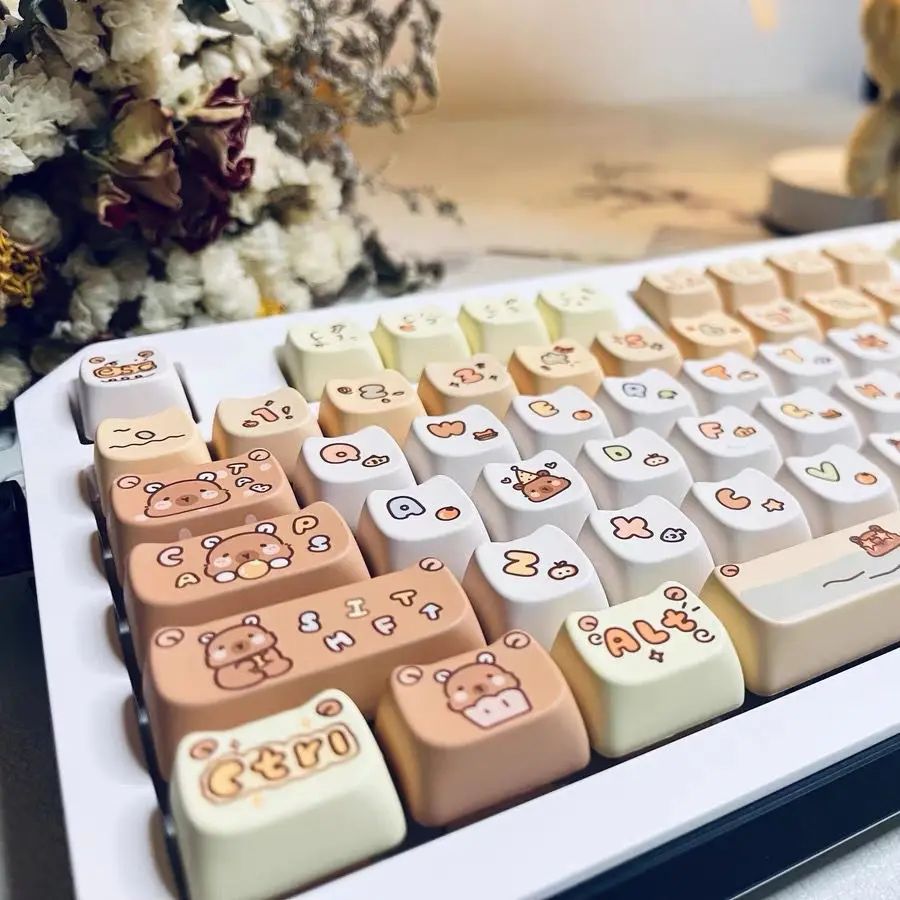 135-Keys-MAO-Keycaps-Cute-Capybara-Cat-Ears-PBT-Sublimation-Keycaps ...