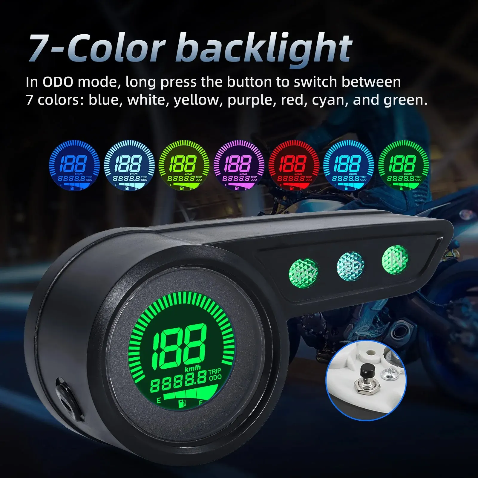 7-Colors-Motorcycle-Digital-Instrumentation-Odometer-N-Gear-Speedometer ...