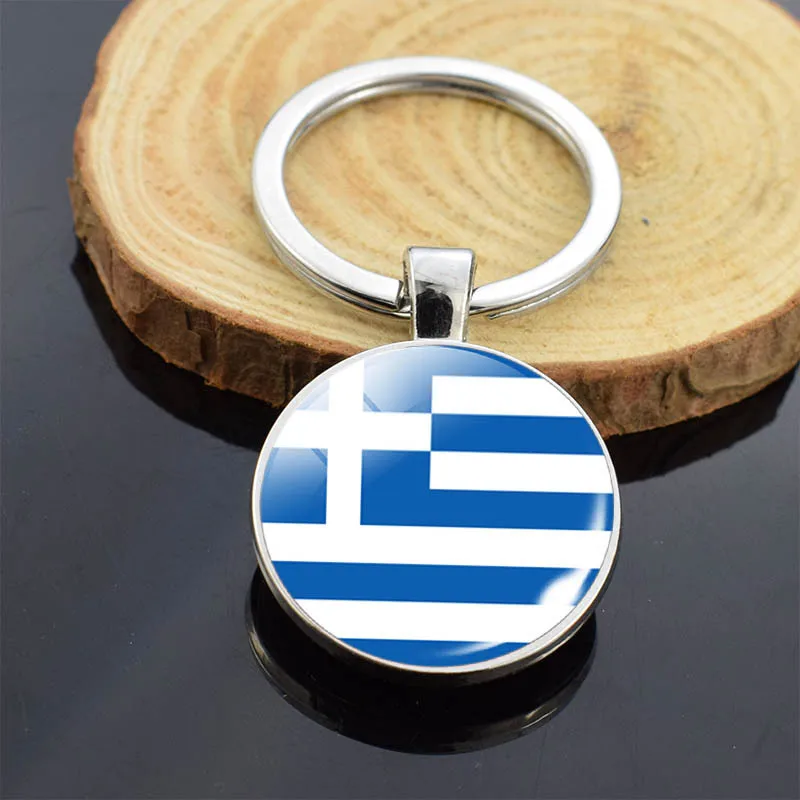 Fashion-Greece-Women-Men-Keychain-Charm-Greece-Flag-Glass-Beads-Key ...