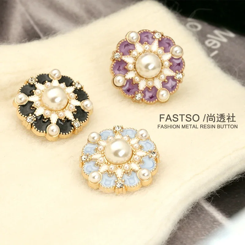 2025New-18-23mm-flor-botones-de-lujo-para-ropa-mujer-abrigo-diamantes ...