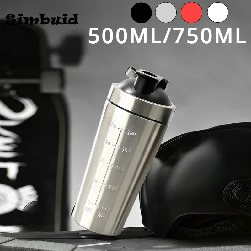 Stainless-Steel-Protein-Powder-Shaker-Bottle-with-Steel-Ball-and-Scale ...