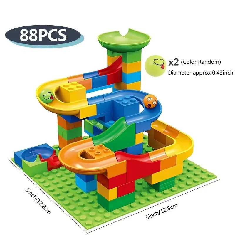 Marble Run Building Blocks Classic Big Blocks STEM Toy Bricks Set Kids ...