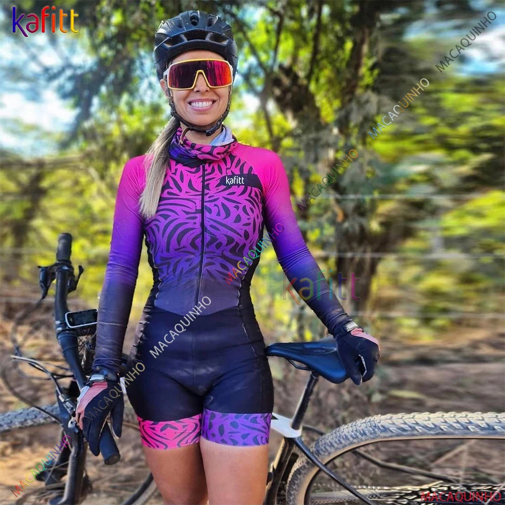 Women Long Sleeve Cycling Jumpsuit Workshop Triathlon Sets Skinsuit ...