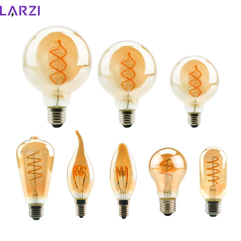T45 ST64 G80 G95 G125 T225 Spiral Light LED Filament Bulb 4W 2200K ...