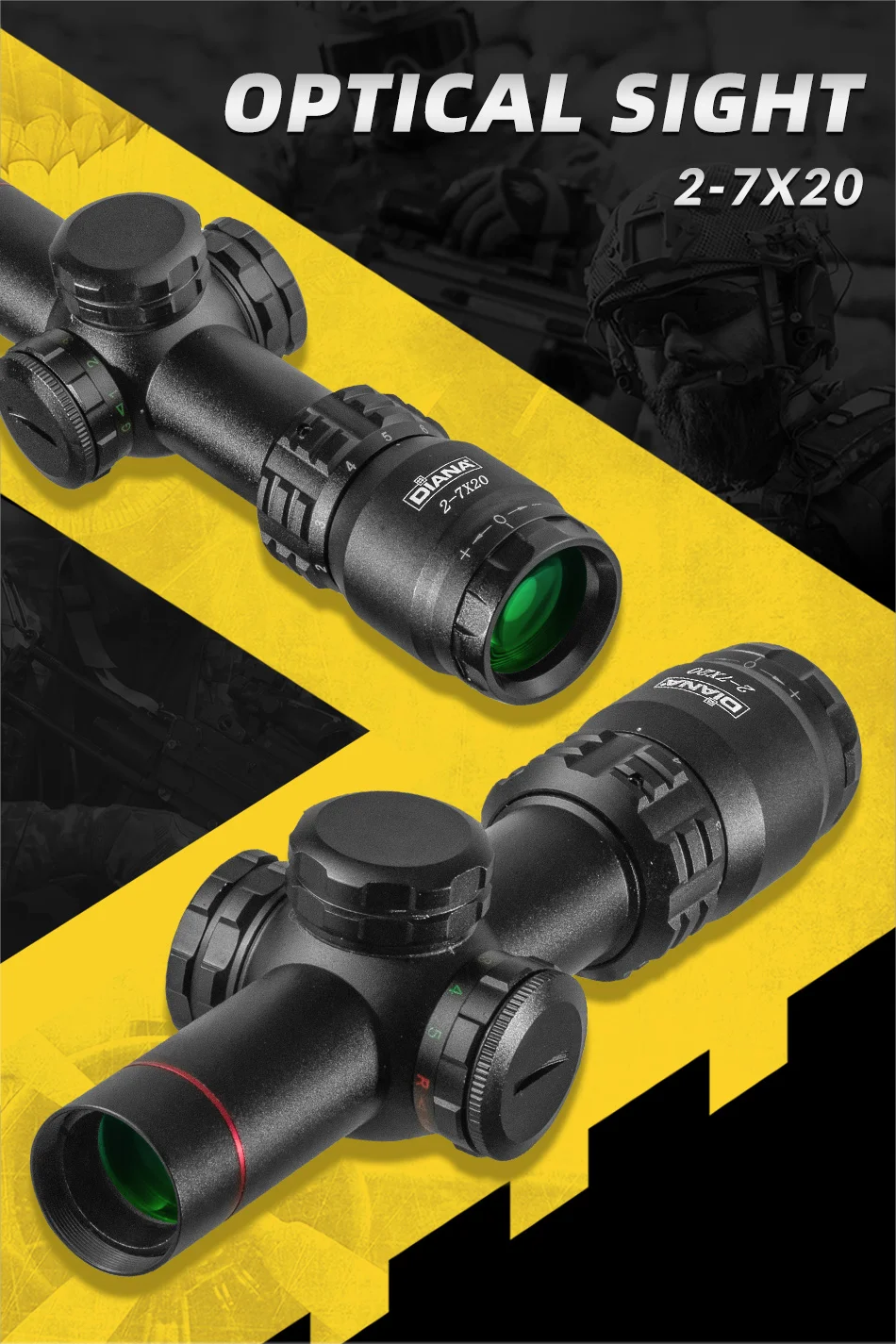 DIANA HD 2-7x20 Scope Mil Dot Scope Hunting Riflescope Scope ...