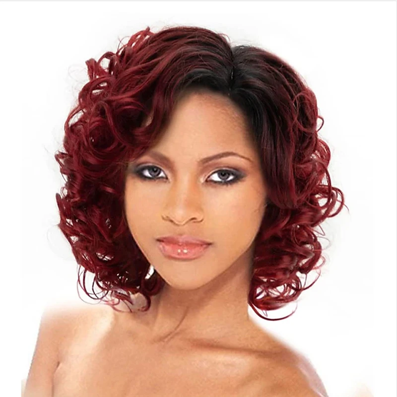 HAIRJOY-Short-Burgundy-Curly-Wigs-for-Black-Women-Ombre-Wine-Red-Short ...
