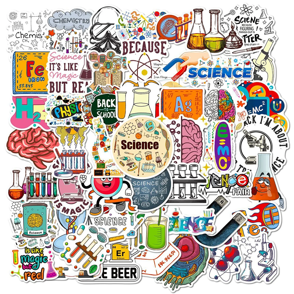 10-30-50-100pcs-Science-Chemistry-Biology-Laboratory-Stickers-Cartoon ...