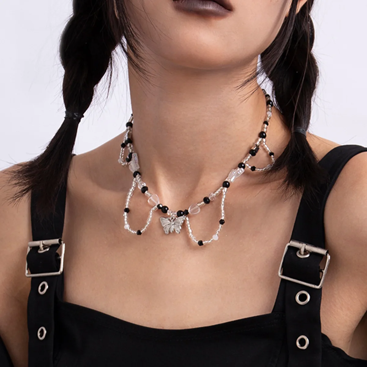 Love-Beaded-Collarbone-Chain-Necklace-Temperament-Butterfly-Imitation ...