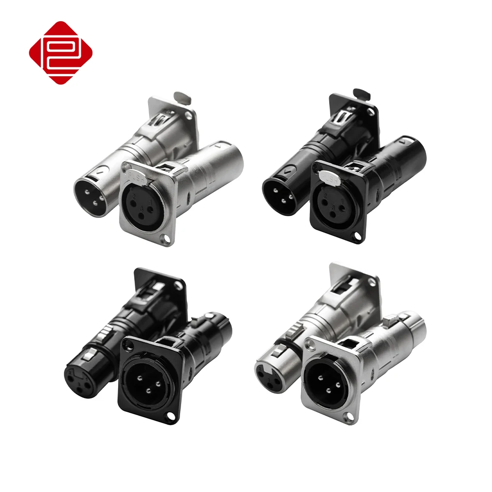 Pro-C-3pin-XLR-to-XLR-male-solderless-locking-jack-Female-Black-Pass ...