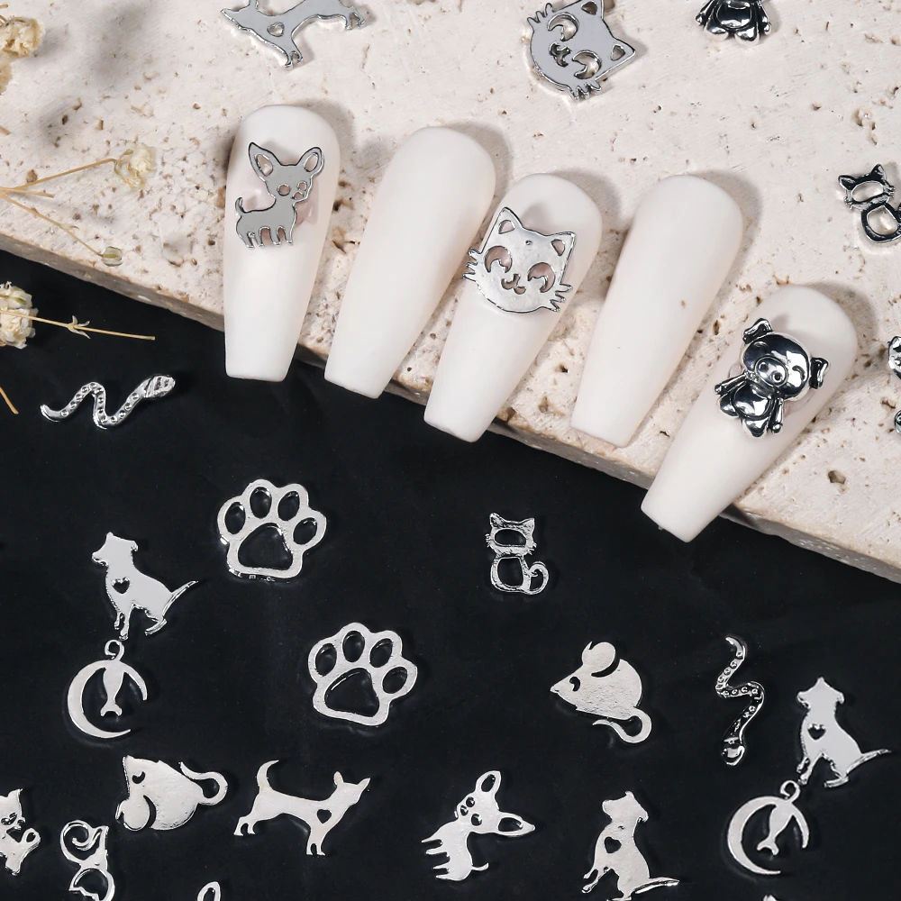 20Pcs-Cute-Cat-Claw-Cat-Head-Mouse-Animal-Nail-Charms-Alloy-Nail-Parts ...