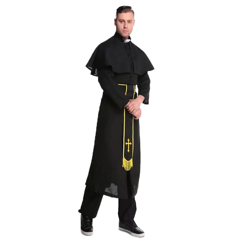 Dress-up-Dance-Party-Black-Adult-Priest-Robe-Men-s-Godfather-Costume ...
