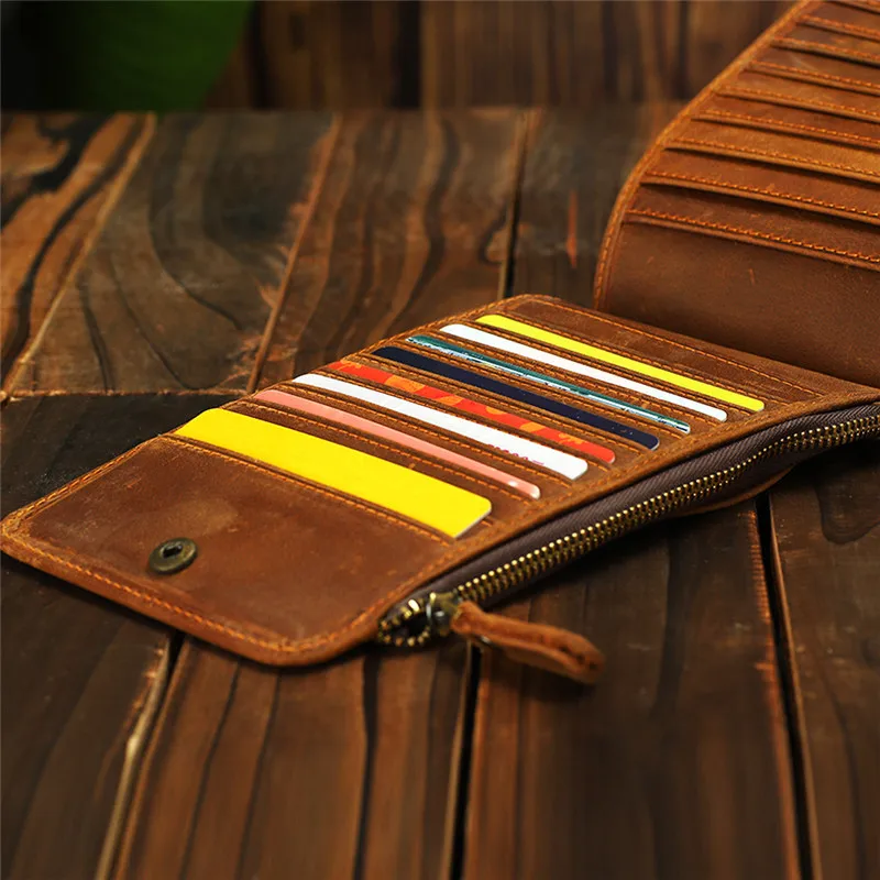 Genuine-Leather-Long-Wallet-Vintage-Wallet-for-Men-With-Zipper-Coin ...