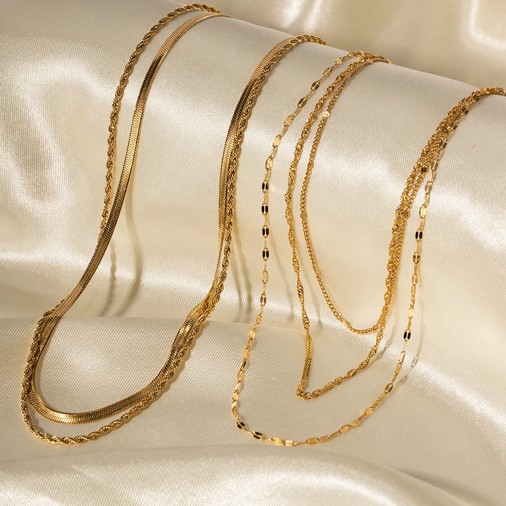 Simple Fashion Stainless Steel Chain Multilayer Necklace For Women ...