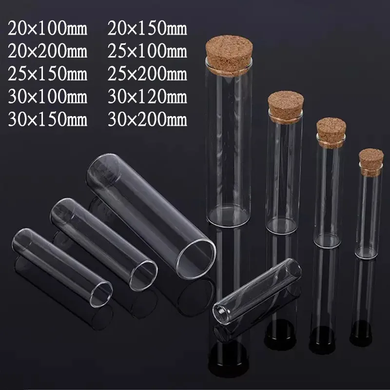 5Pcs-Lot-All-Size-Flat-bottom-Glass-Test-Tube-With-Cork-Stoppers-for ...