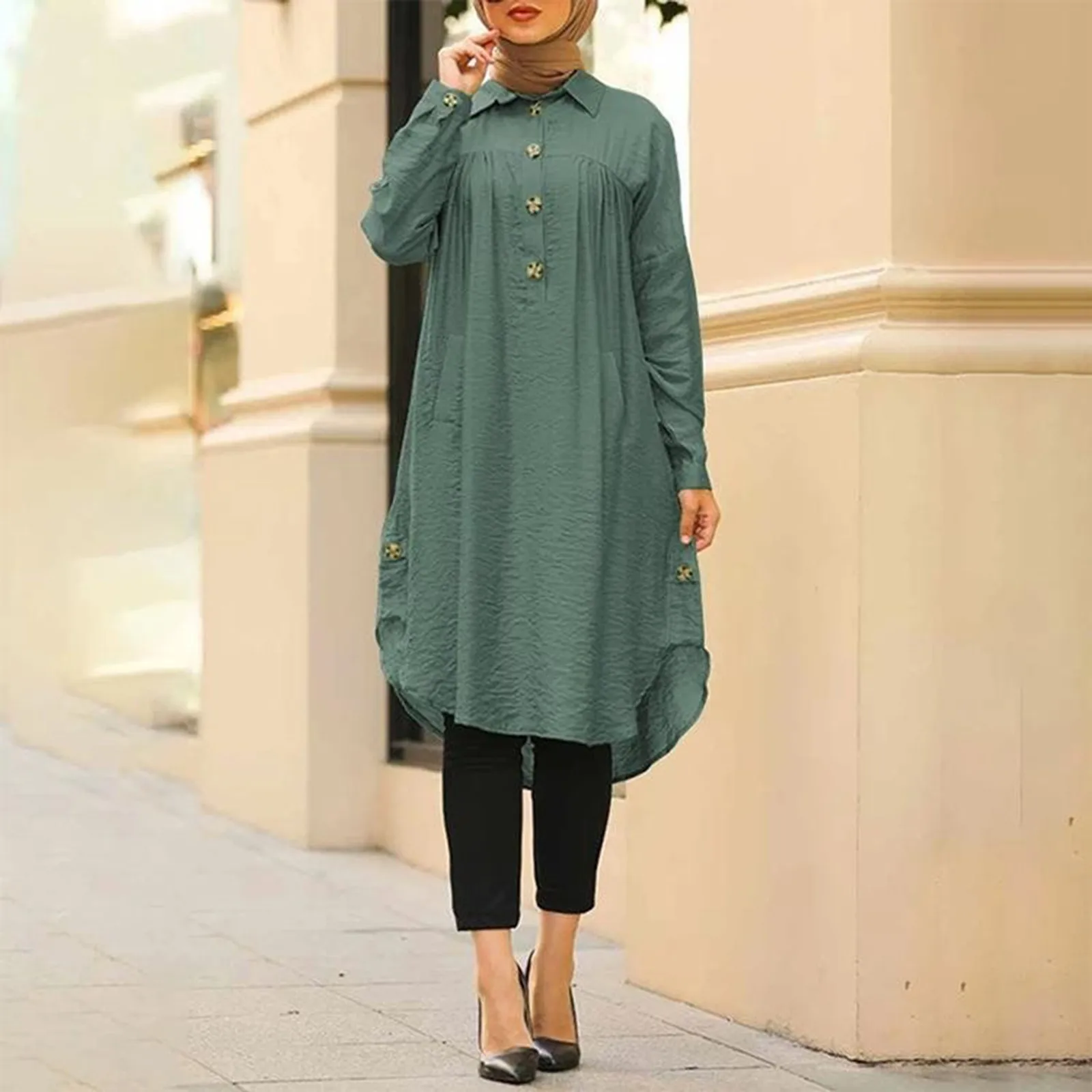 Arab-Women-Muslim-Long-Sleeve-Blouse-Casual-Loose-Blouse-Shirts-Tops ...