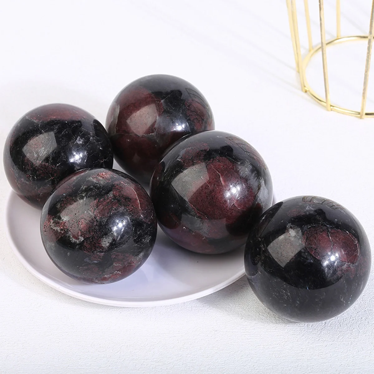Natural Beautiful Fireworks Garnet Crystal Healing Ball Crafts, Reiki ...