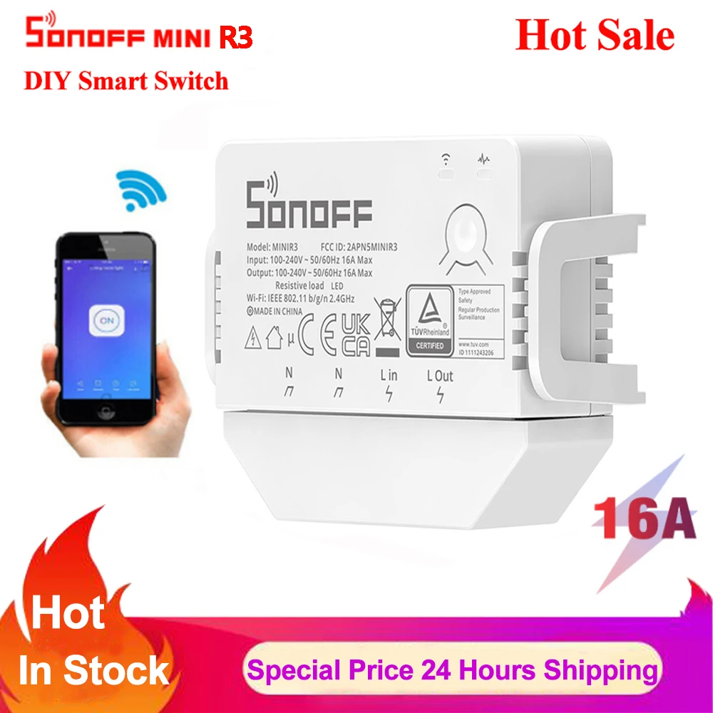 Sonoff Mini R3 16A Wifi Smart Switch Work with S-Mate eWelink Remote ...