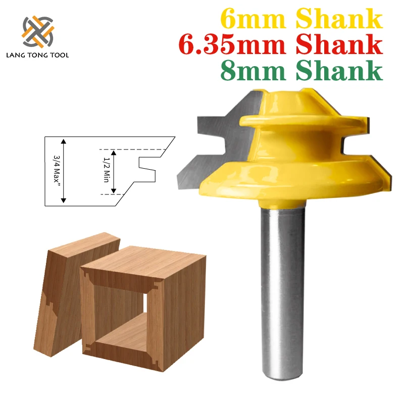 1pc 45 Degree Lock Miter Router Bit Woodworking Tenon Milling Cutter ...