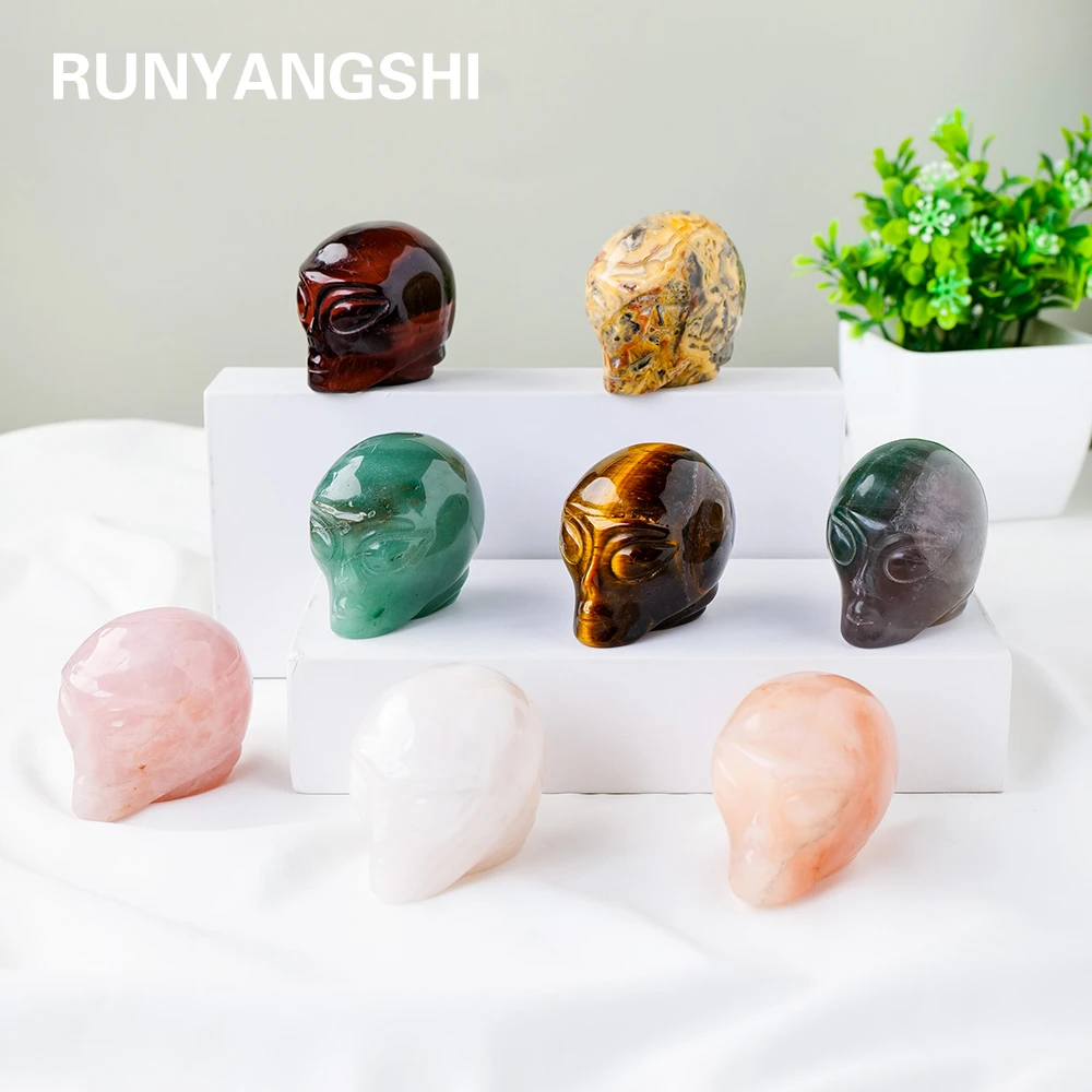 2" Alien Crystal Skull carving Healing Crystal Decoration Gemstone ...