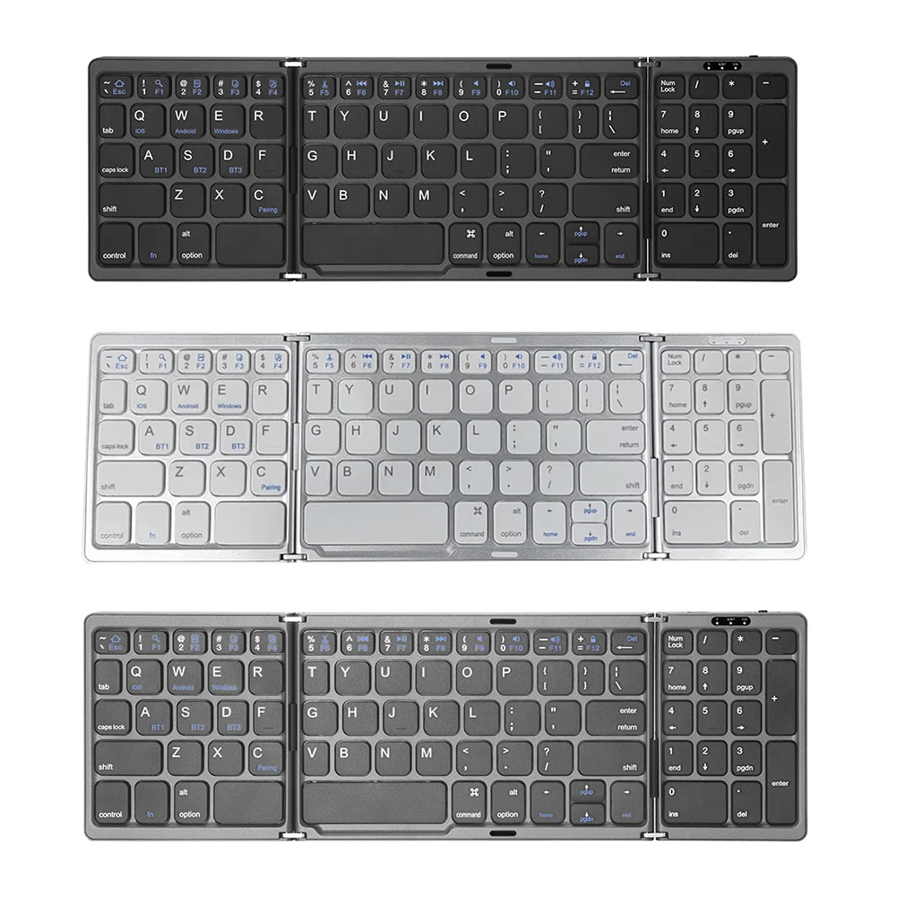 Wireless Folding Keyboard Bluetooth-Compatible Keyboard 81 Keys ...