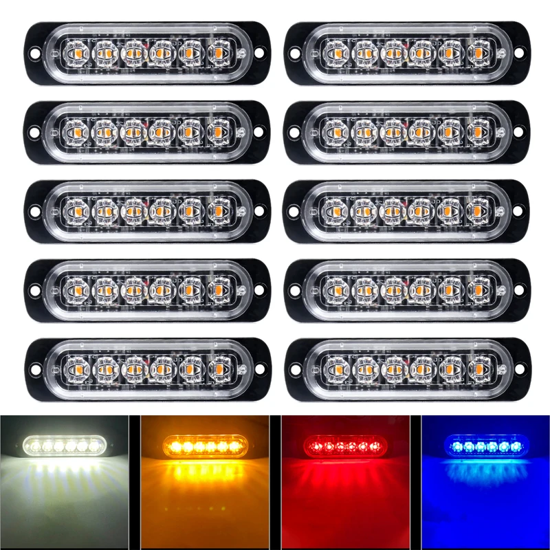 10pcs-4-6-LED-Car-Strobe-Warning-Light-Grill-Flashing-Breakdown ...