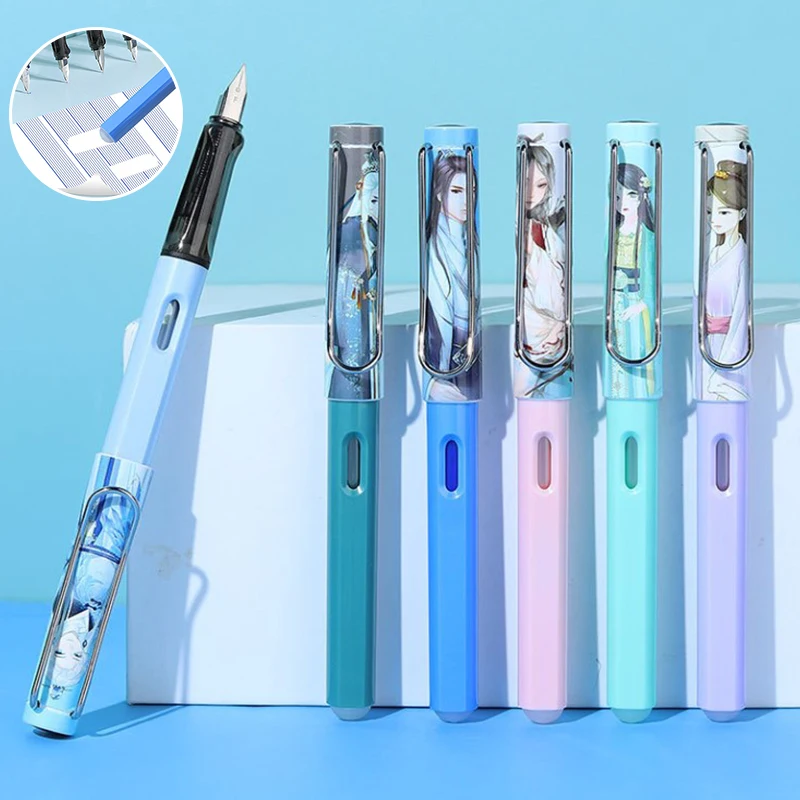 Erasable Fountain Pen Animation Cartoon Set Erasable Ink Bag Primary ...