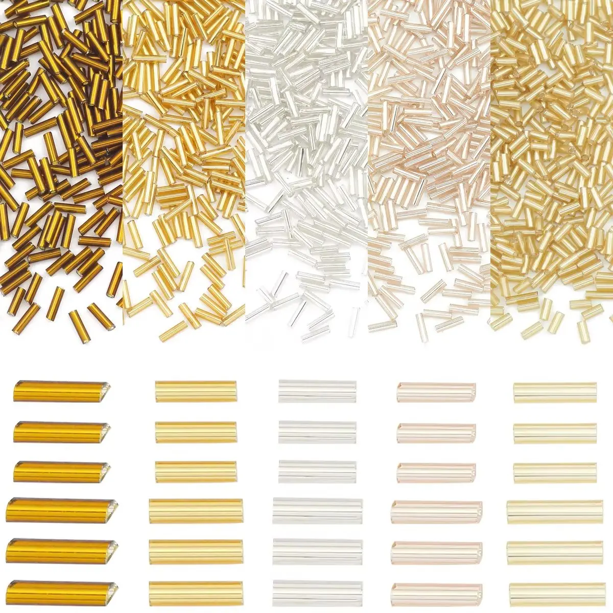 Tube Glass AB Plated Rice Loose Beads 4x1/6x1mm For Jewelry Making DIY ...