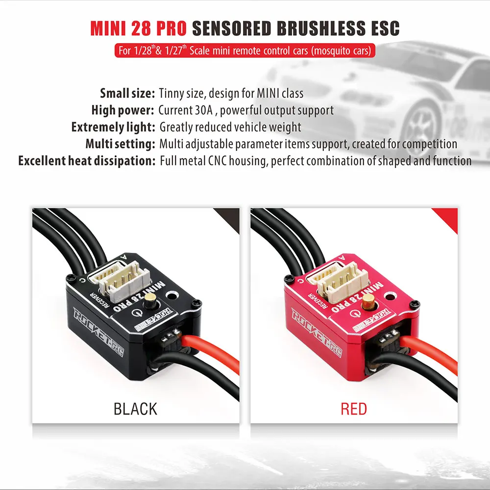 로켓 RC MINI28 프로 30A 센서 브러시리스 ESC 2S Lipo Bec 6V 7.4V 속도 컨트롤러, Rc 1/24 1 ...