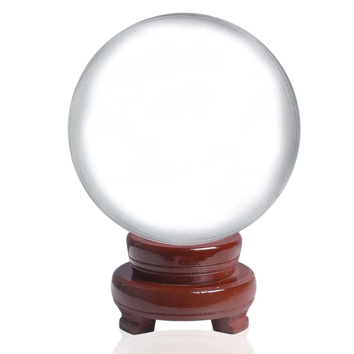Large Crystal Ball with Wooden Stand, Decorative Glass Globe, Sphere ...