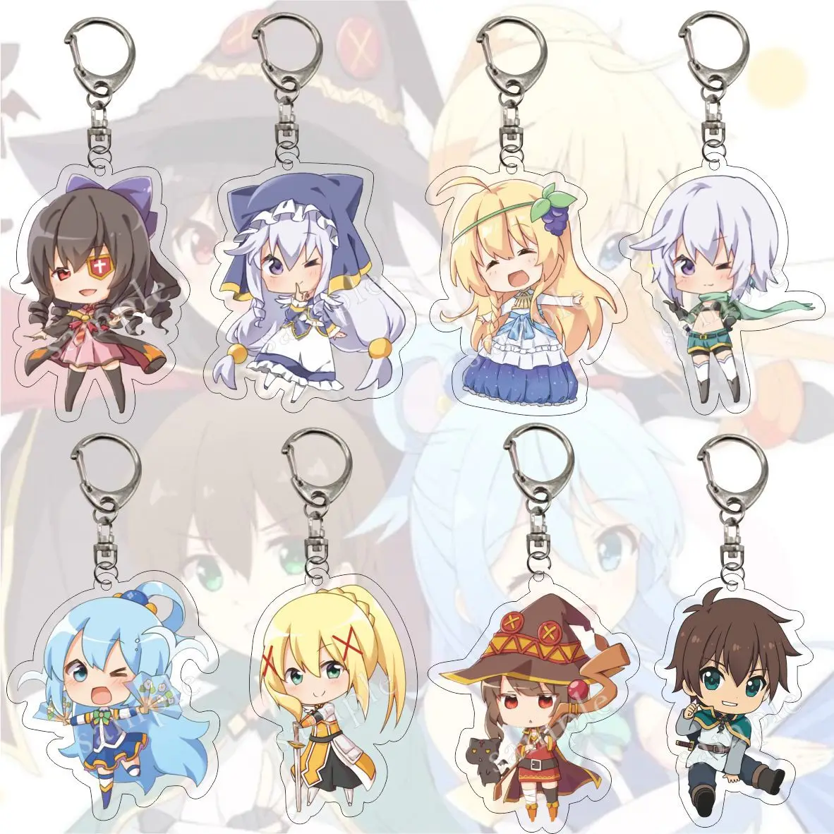 Konosuba Aqua Megumin Darkness Iris Anime Arcylic Keychain Key Ring ...