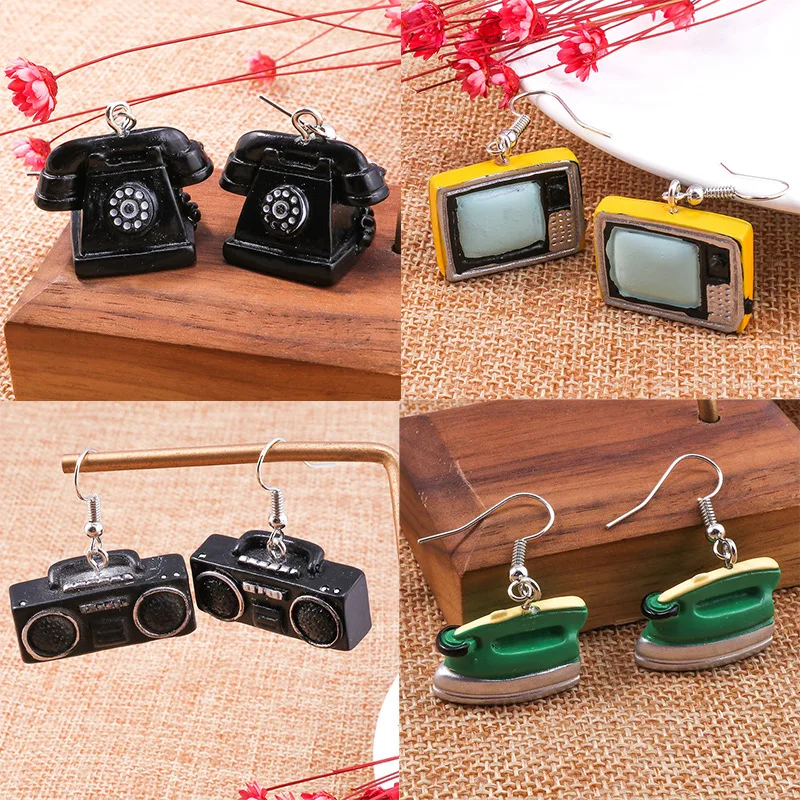 Vintage Creative Funny Telephone Tv Iron Radio Sewing Machine Charms ...