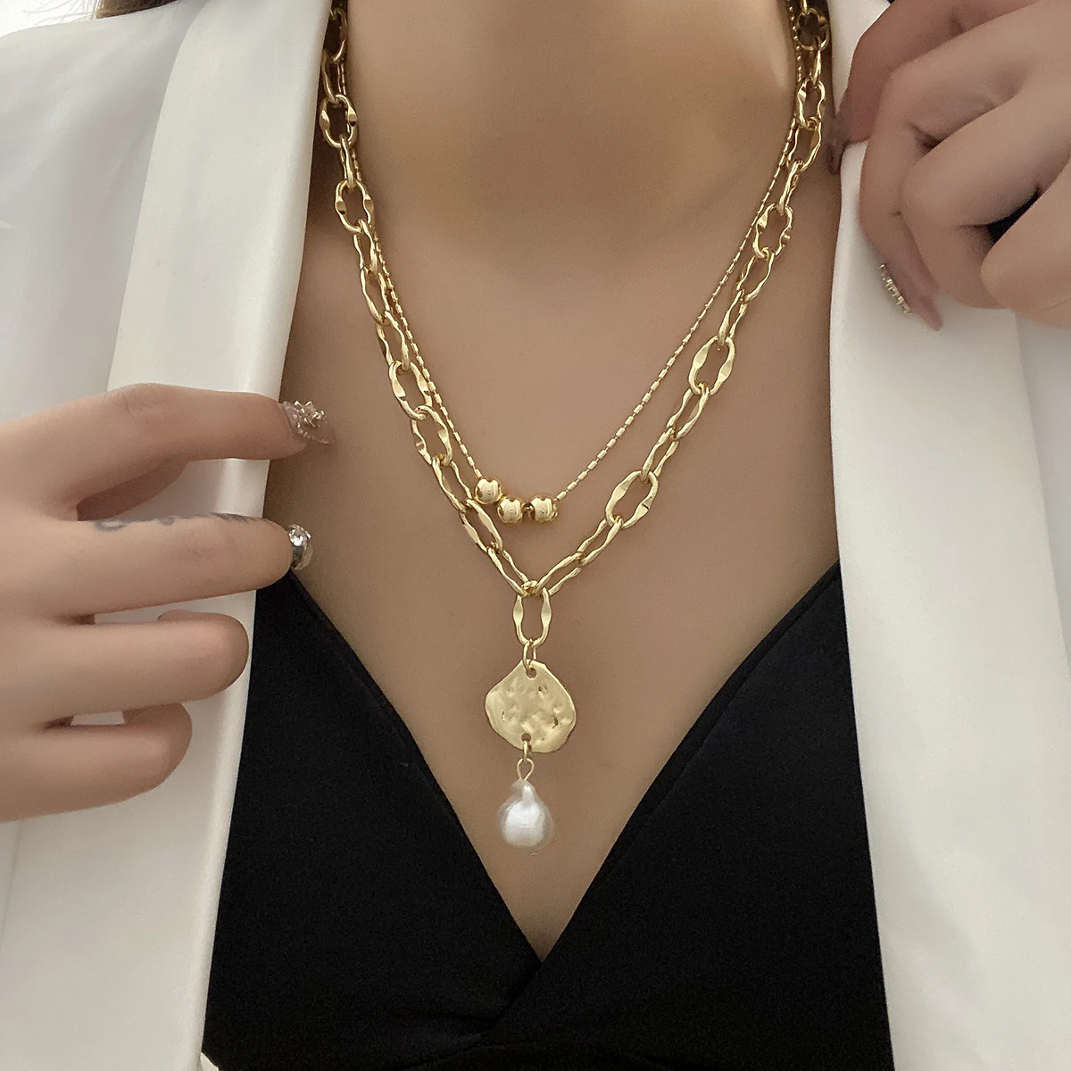 Flashbuy collar de Color dorado para mujer, Gargantilla con colgante de ...