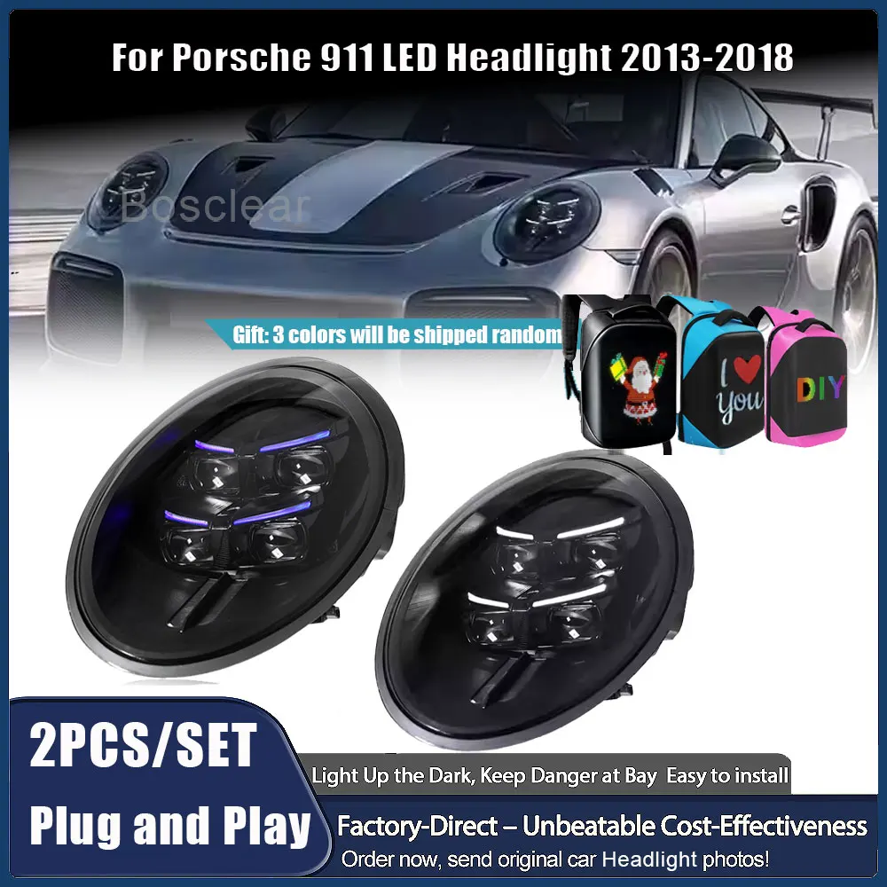 New LED Headlights Assembly for Porsche 911 2013-2018 Modified to ...