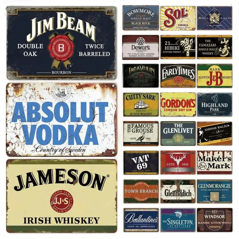 Vintage-Whiskey-Plaque-Retro-Metal-Sign-Aluminum-Decorative-Plaque-For ...