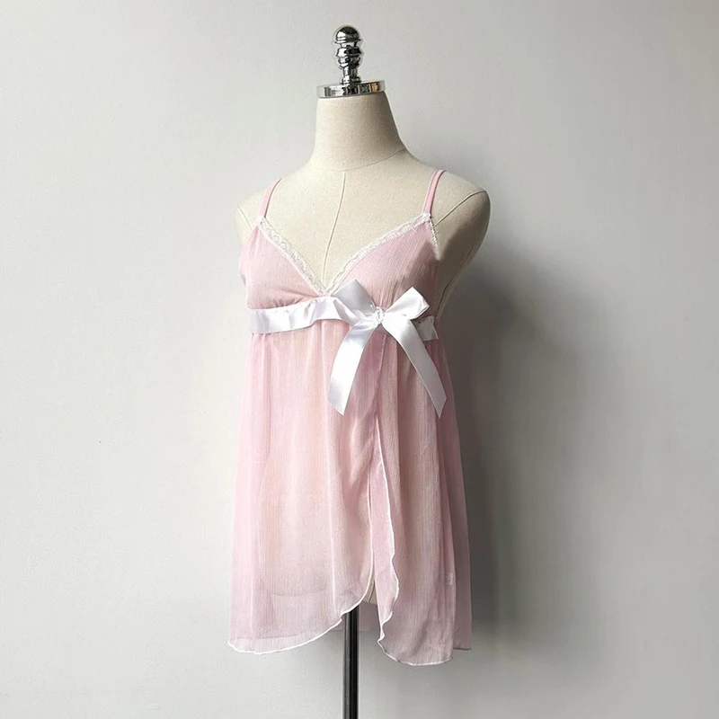 fairy-sweet-girl-translucent-halter-tops-aesthetic-sexy-bow-tank-top ...