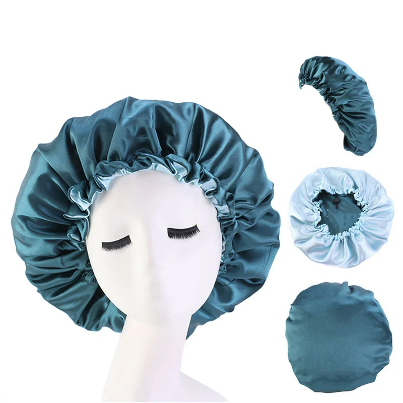 Reversible-Satin-Bonnet-Hair-Caps-Double-Layer-Adjust-Sleep-Night-Cap ...