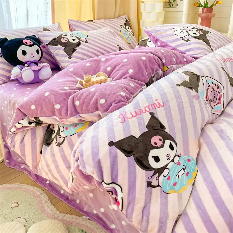 Sanrio Kuromi My melody Cinnamoroll Hello Kitty, juego de sábanas ...