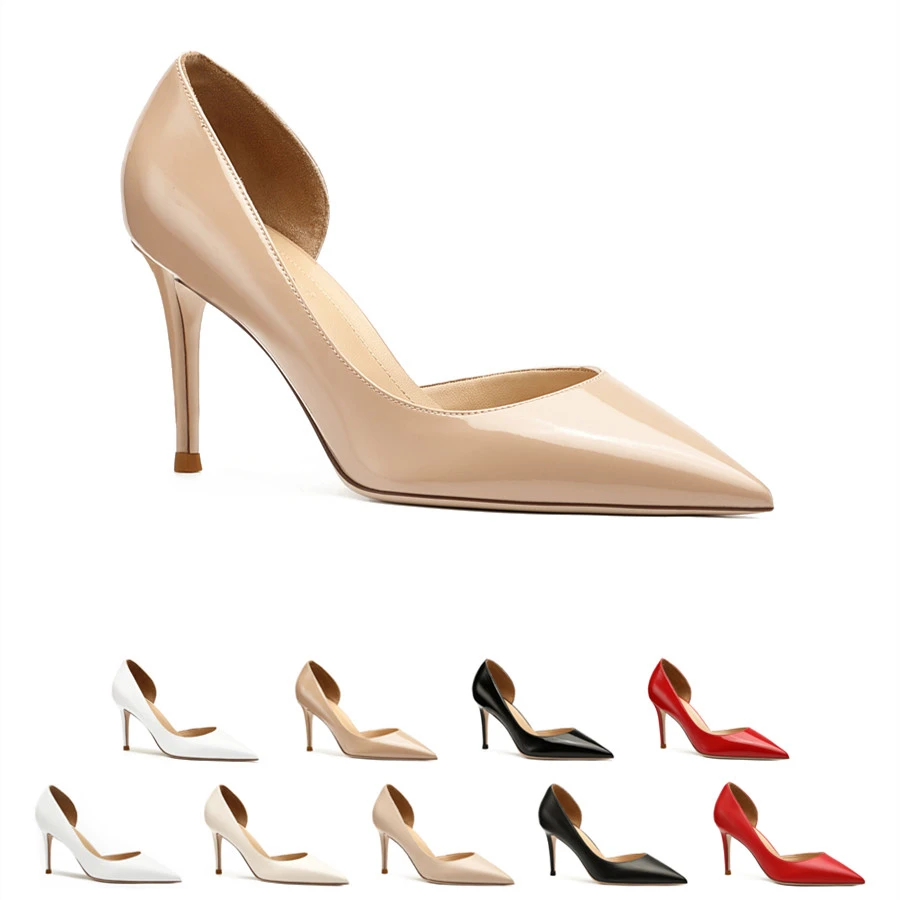 Fashion Classic Side Cut Woman High Heels Pumps 10cm Thin Heels Shoes ...