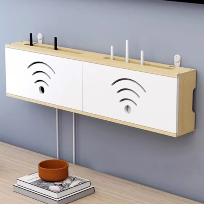 Wood-Wall-Mounted-Router-Storage-System-Wifi-Set-Top-Storage-Box-TV ...