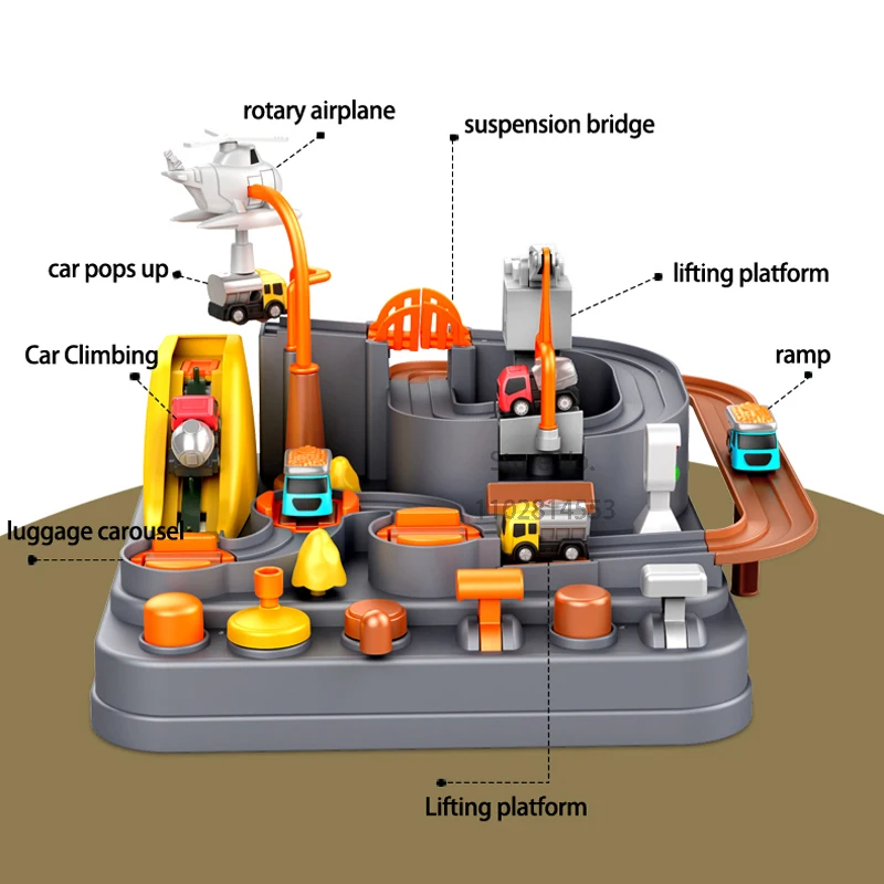 핫 스페이스 테마 자동차 트랙 어린이 장난감 카트 소년 플랫폼 탑 어드벤처 모델 레이싱 레일 두뇌 게임 기계식 기차 선물