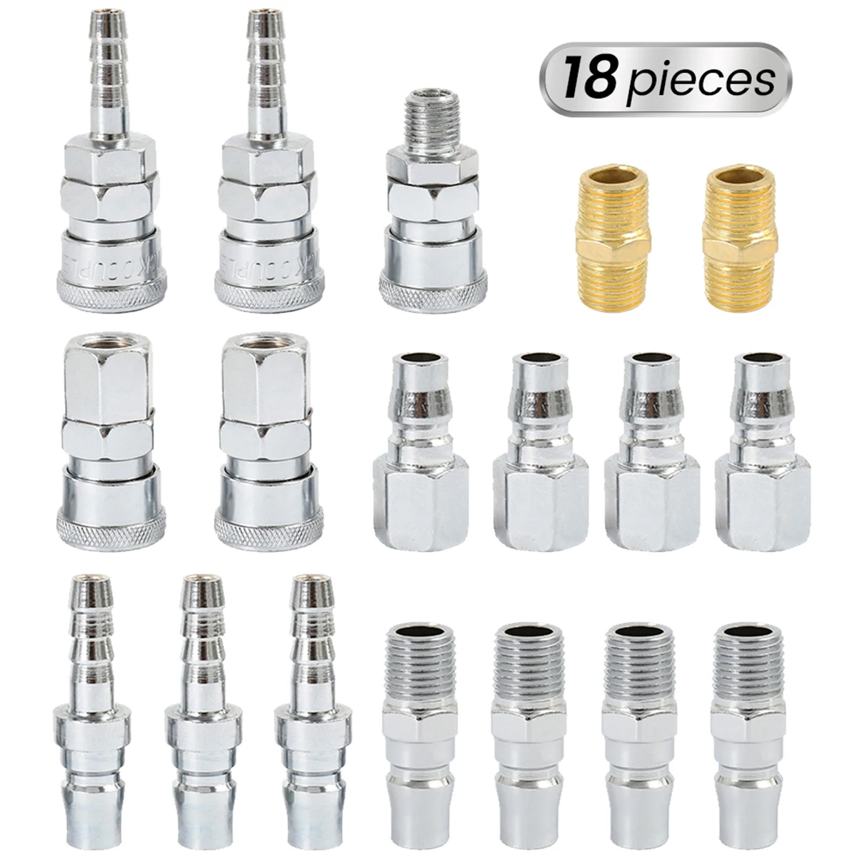 18pcs-Nitto-Style-Coupler-Stainless-Steel-Quick-Connector-for-Pneumatic ...