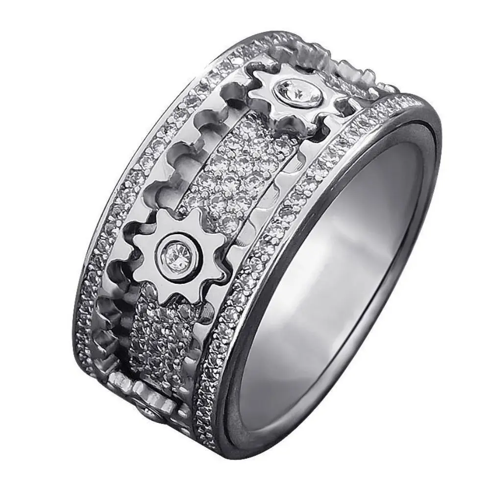 Handmade-Diamond-Ornate-Geometric-3D-Band-Ring-Gear-Spinner-Rings ...