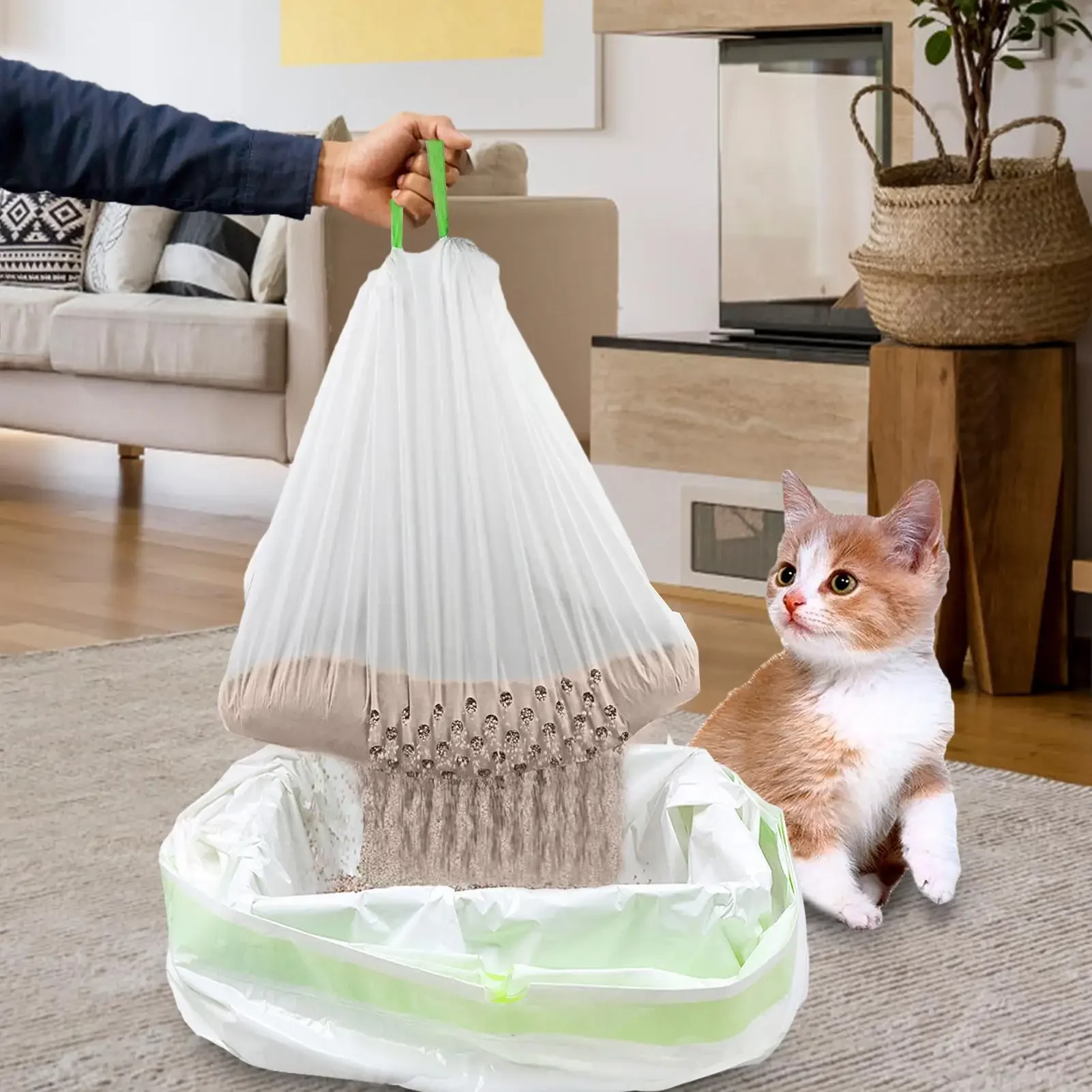 Cat Litter Bag 7Pc/set Thickened Lazy Pet Sand Bag with Filter Hole ...