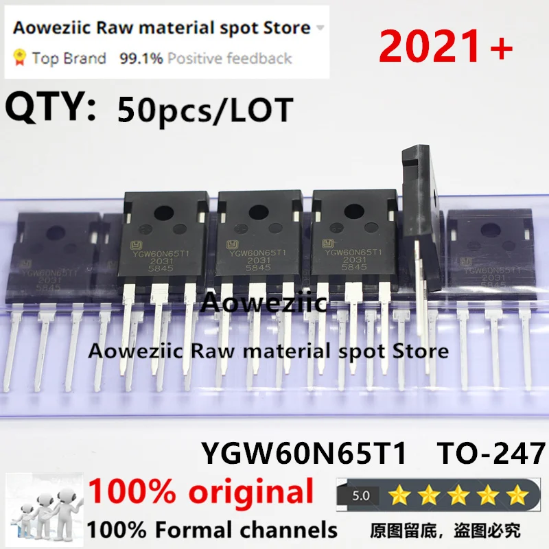 Aoweziic 2021 + 50 unidades/LOTE 100% Novo Importado Original YGW60N65T1 60N65 TO 247 IGBT Único ...
