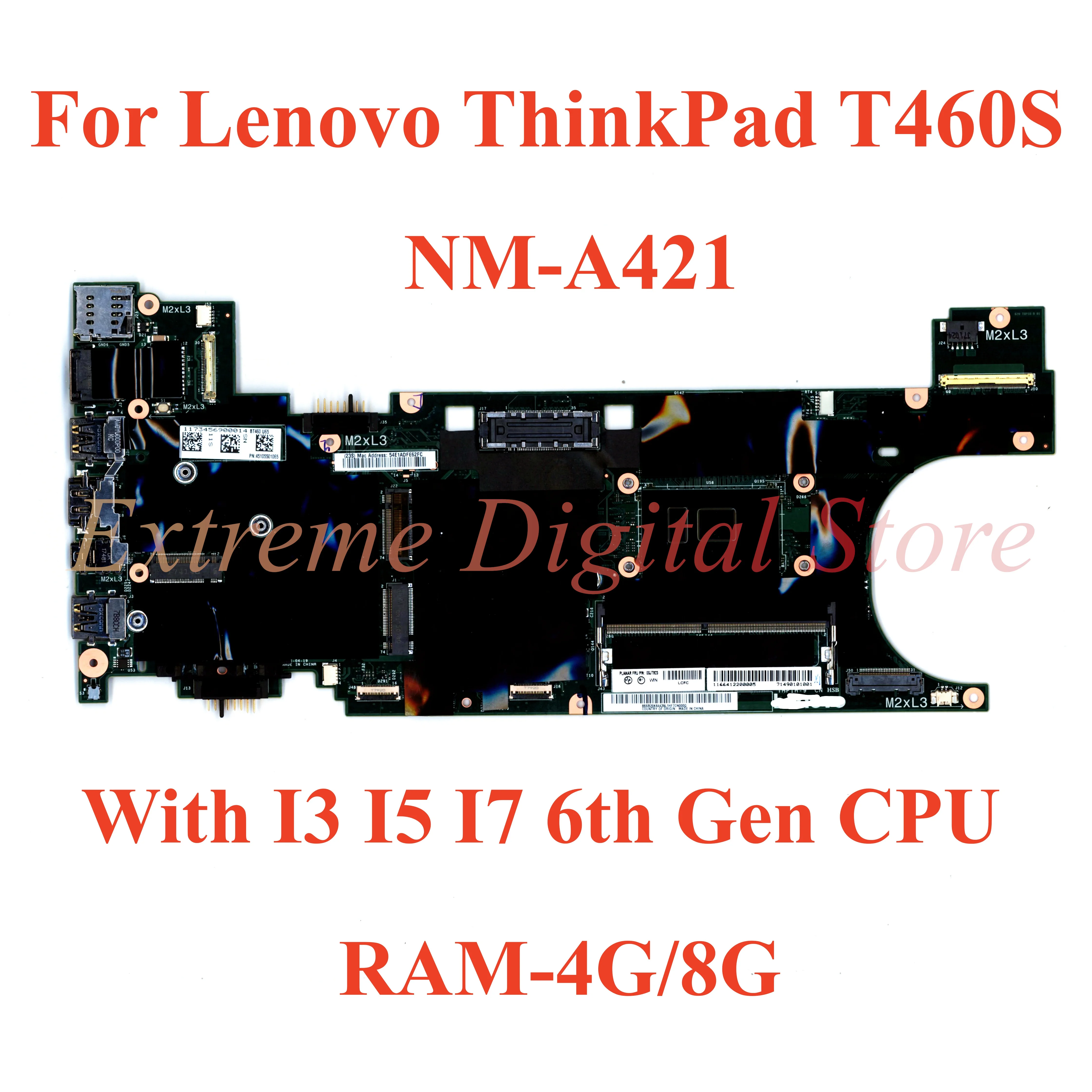 For Lenovo ThinkPad T460S Laptop motherboard NM-A421 with I3 I5 I7 6th ...