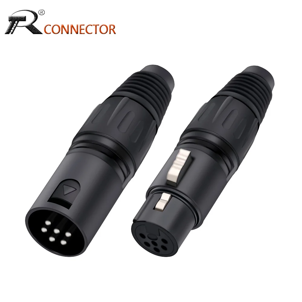 1pc-6Pins-XLR-Male-Female-Plug-Connector-Microphone-MIC-Adapter-XLR ...