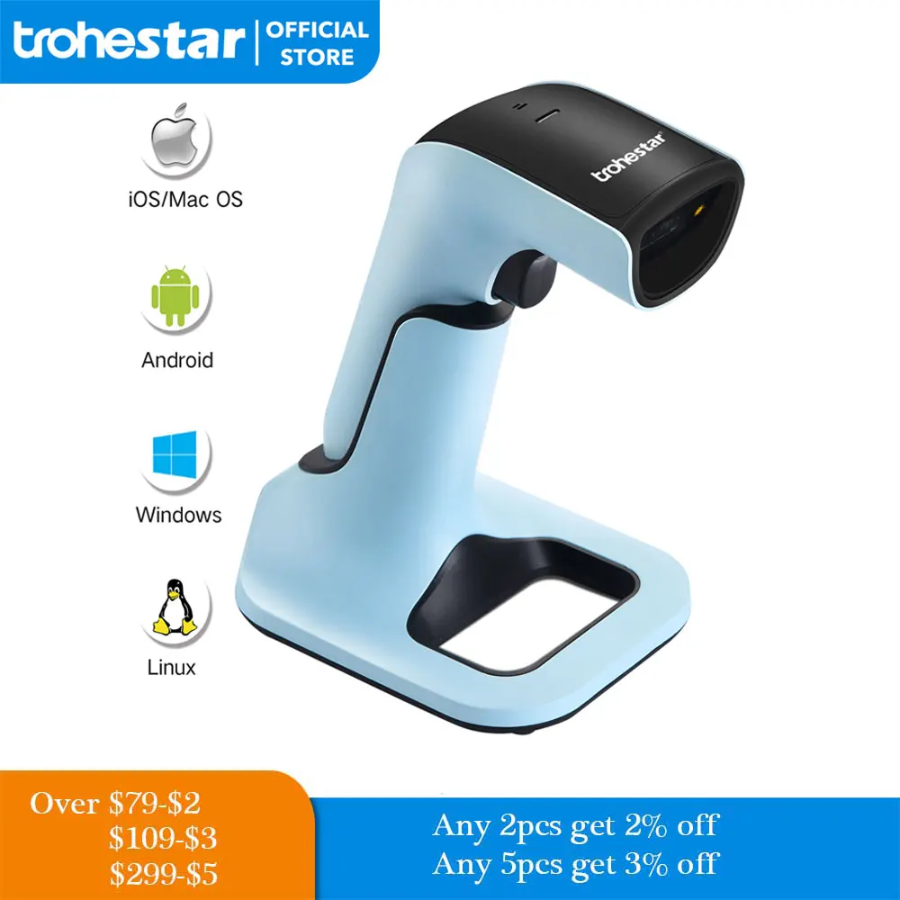 Scanner de codes barres sans fil Portable, 2.4GHz, lecteur de codes ...